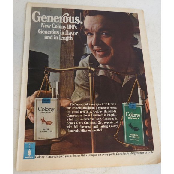 Colony Cigarettes | Wall Decor | 967 Colony 10s Cigarettes Advertising ...